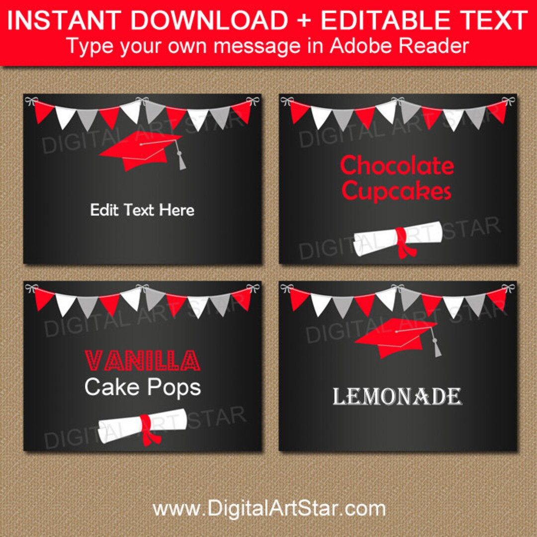 Chalkboard Graduation Food Labels, Graduation Candy Buffet Labels ...