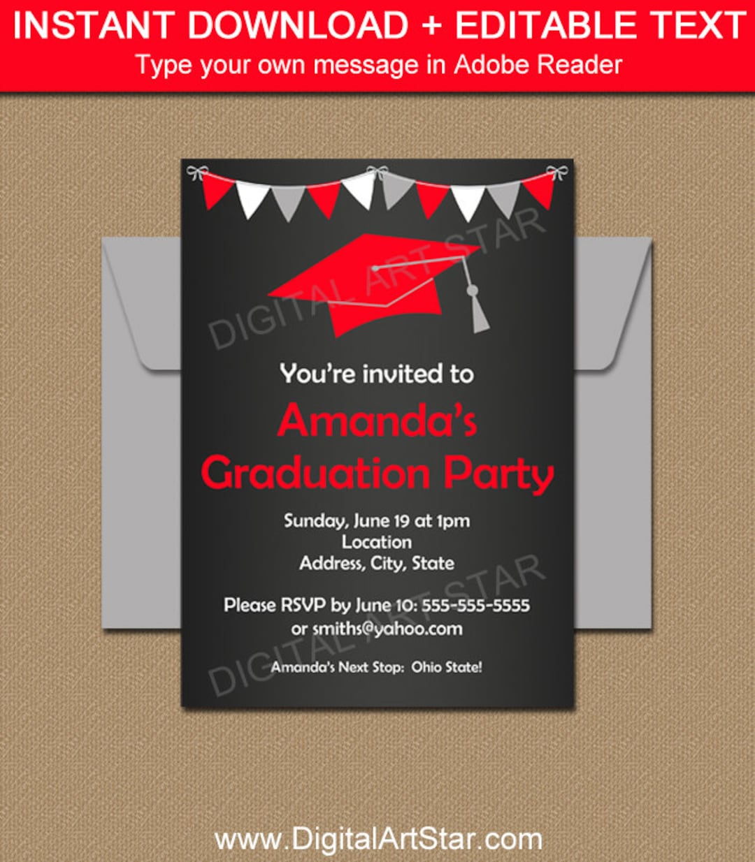High School Graduation Invitation Template, Chalkboard Graduation ...