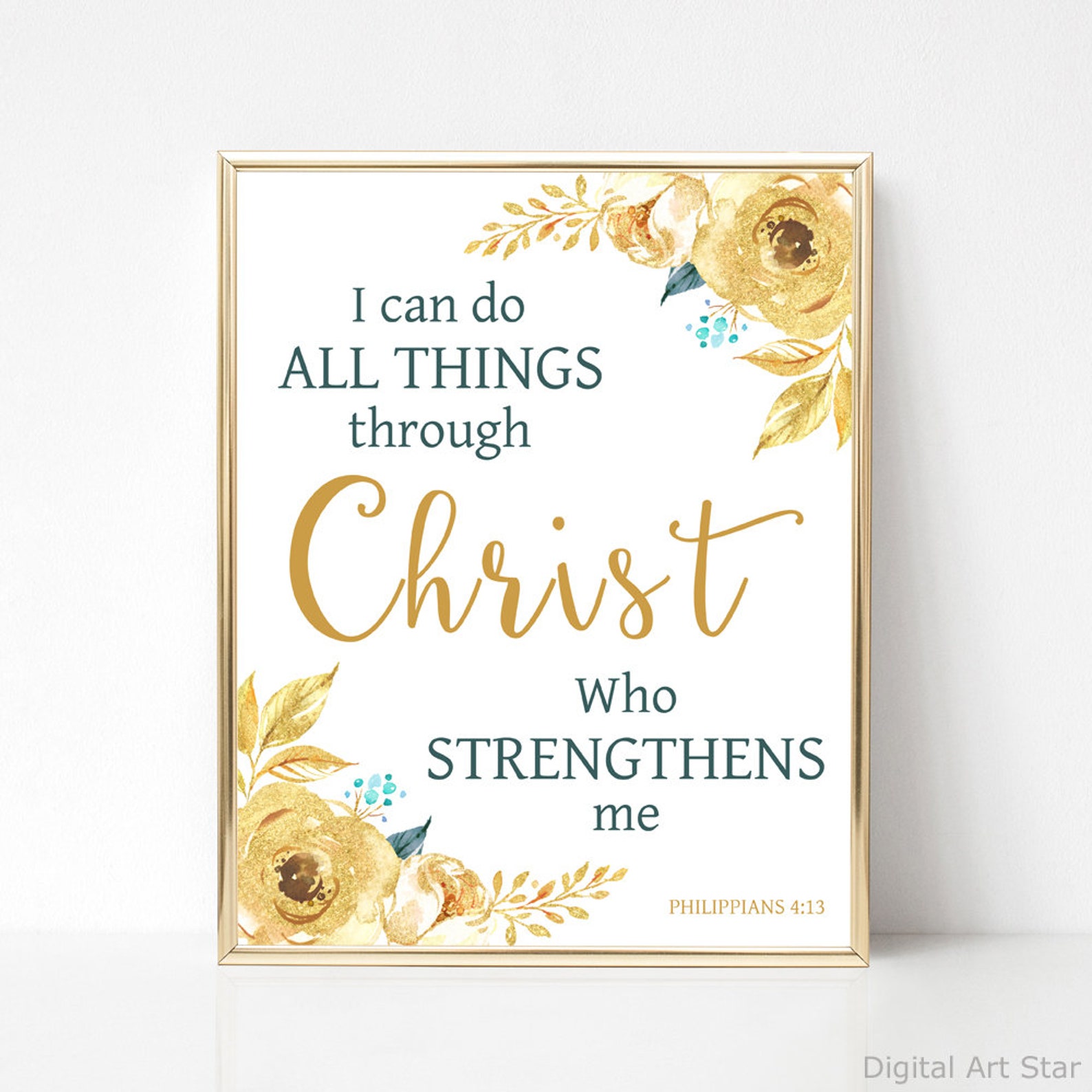 Bible Verse Wall Art Floral Bible Verse Art Print - Etsy