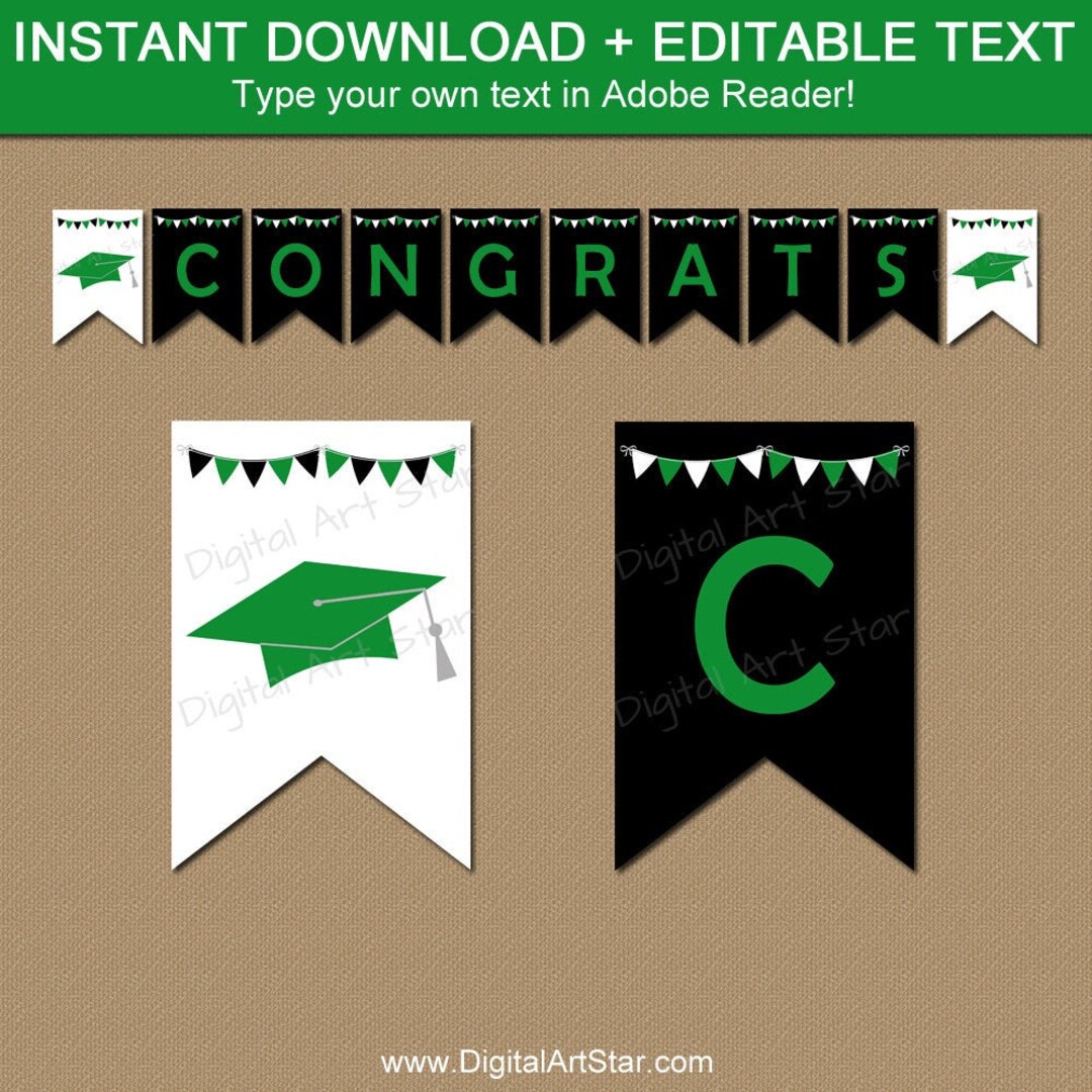 Green and Black Graduation Banner 2024, Green Graduation Decorations ...