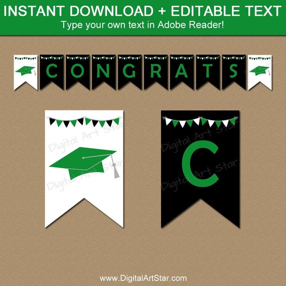 Green and Black Graduation Banner 2023, Green Graduation Decorations ...