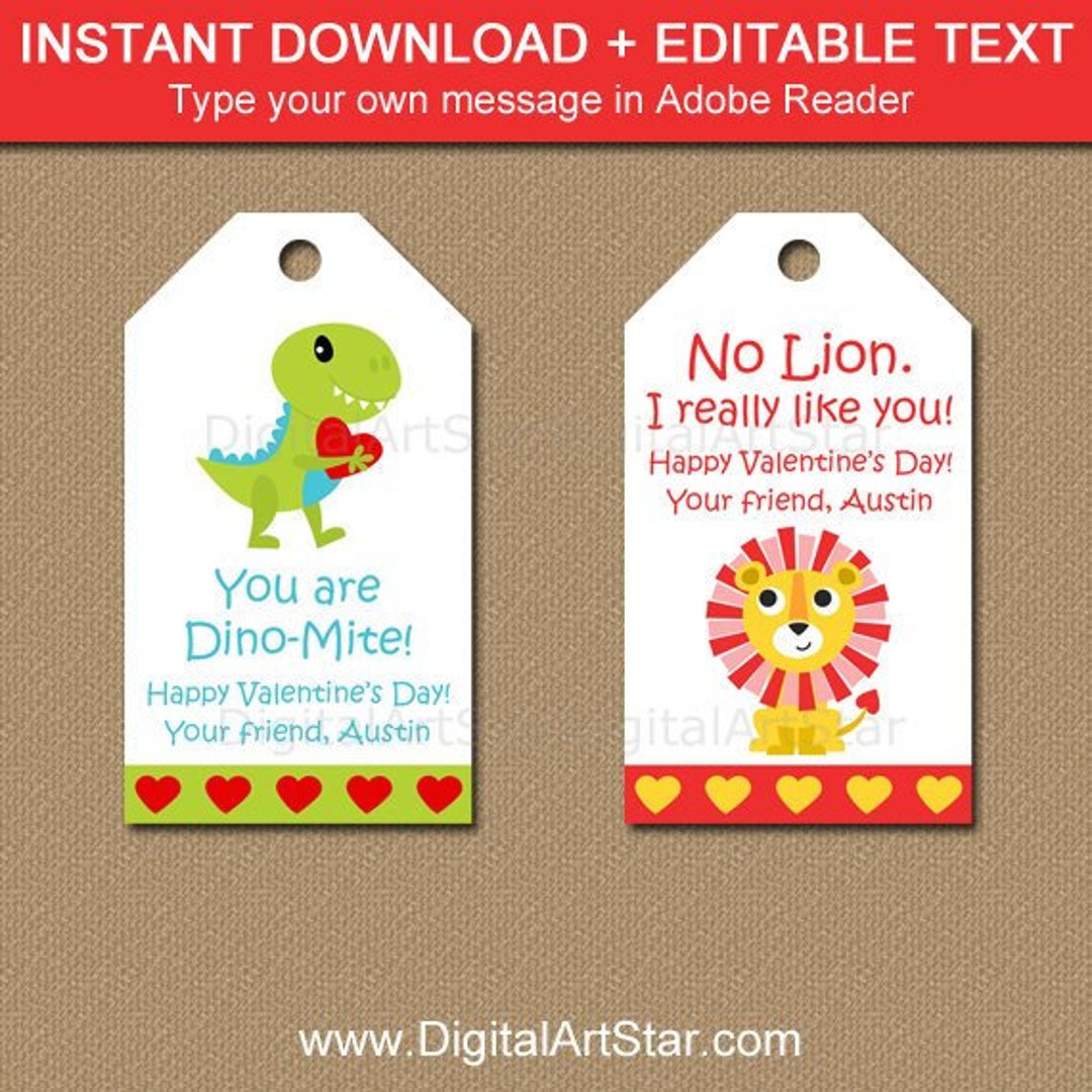 Kids Valentine Printables, Dino-mite Valentines Day Gift Tags From ...