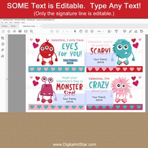 Monster Valentines Day Cards for Kids Printable Valentines for School ...