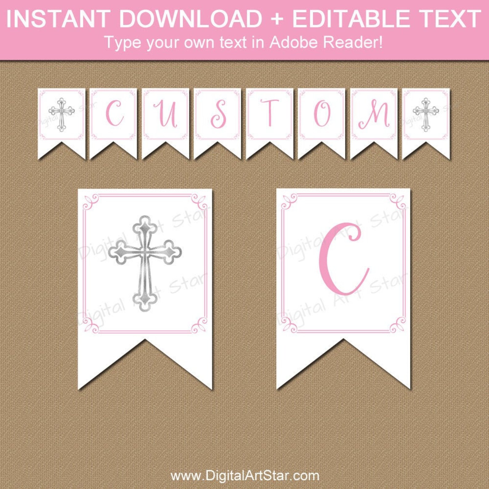 First Holy Communion Banner Girls Pink and White First - Etsy