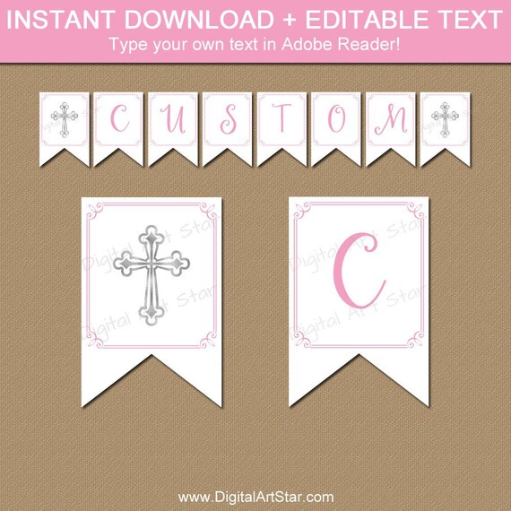 First Holy Communion Banner Girls Pink and White First | Etsy