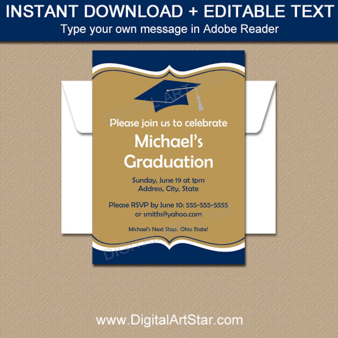 Graduation Invitation, High School Graduation Invitation, College ...