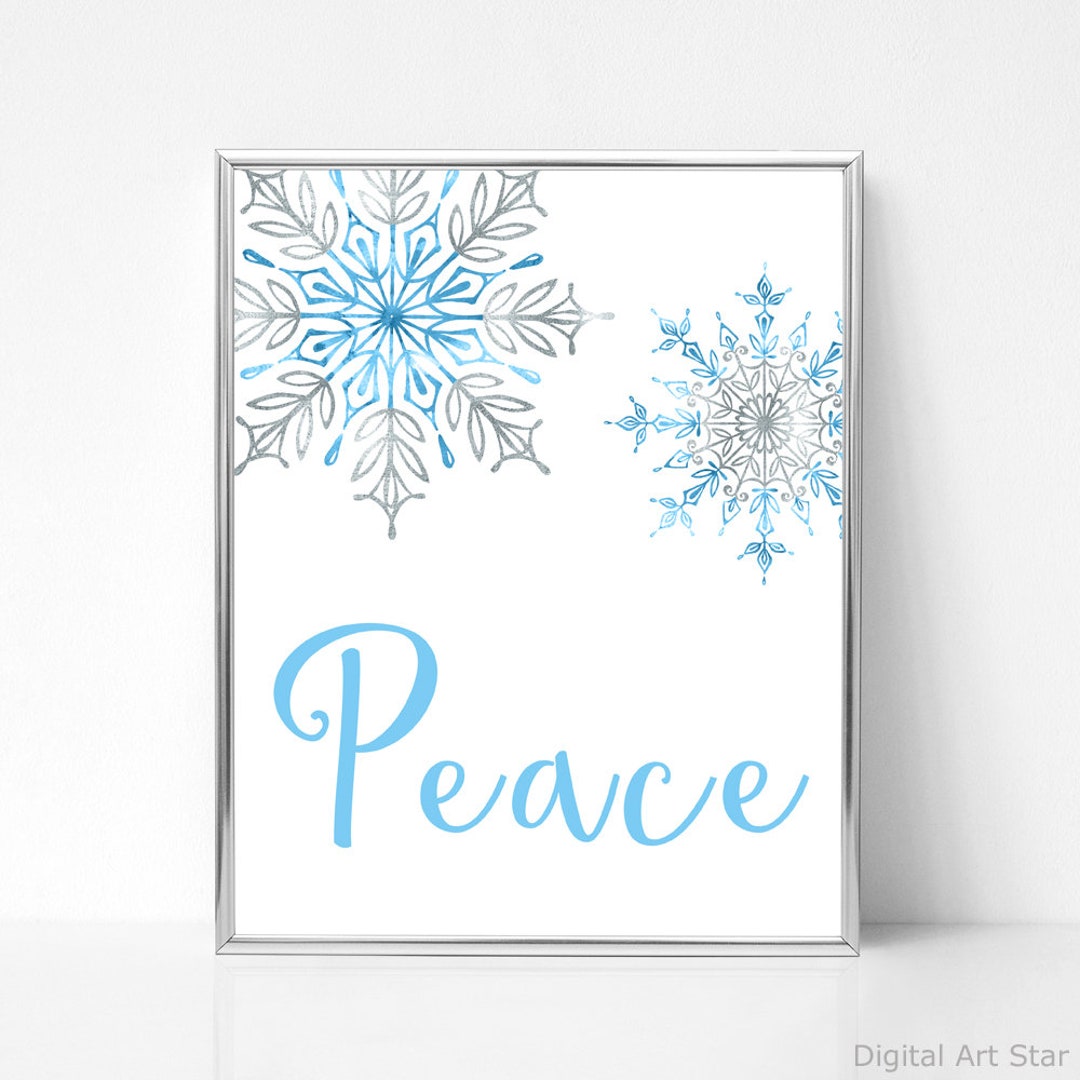 Snowflake Art Print, Winter Decor Downloadable Prints, Winter Art ...