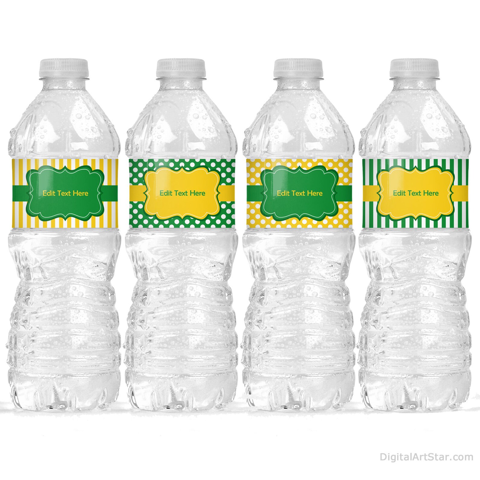 Editable Water Bottle Labels Kelly Green and Yellow Birthday - Etsy