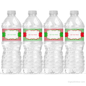 Printable Water Bottle Labels Christmas Holiday Water Bottle - Etsy