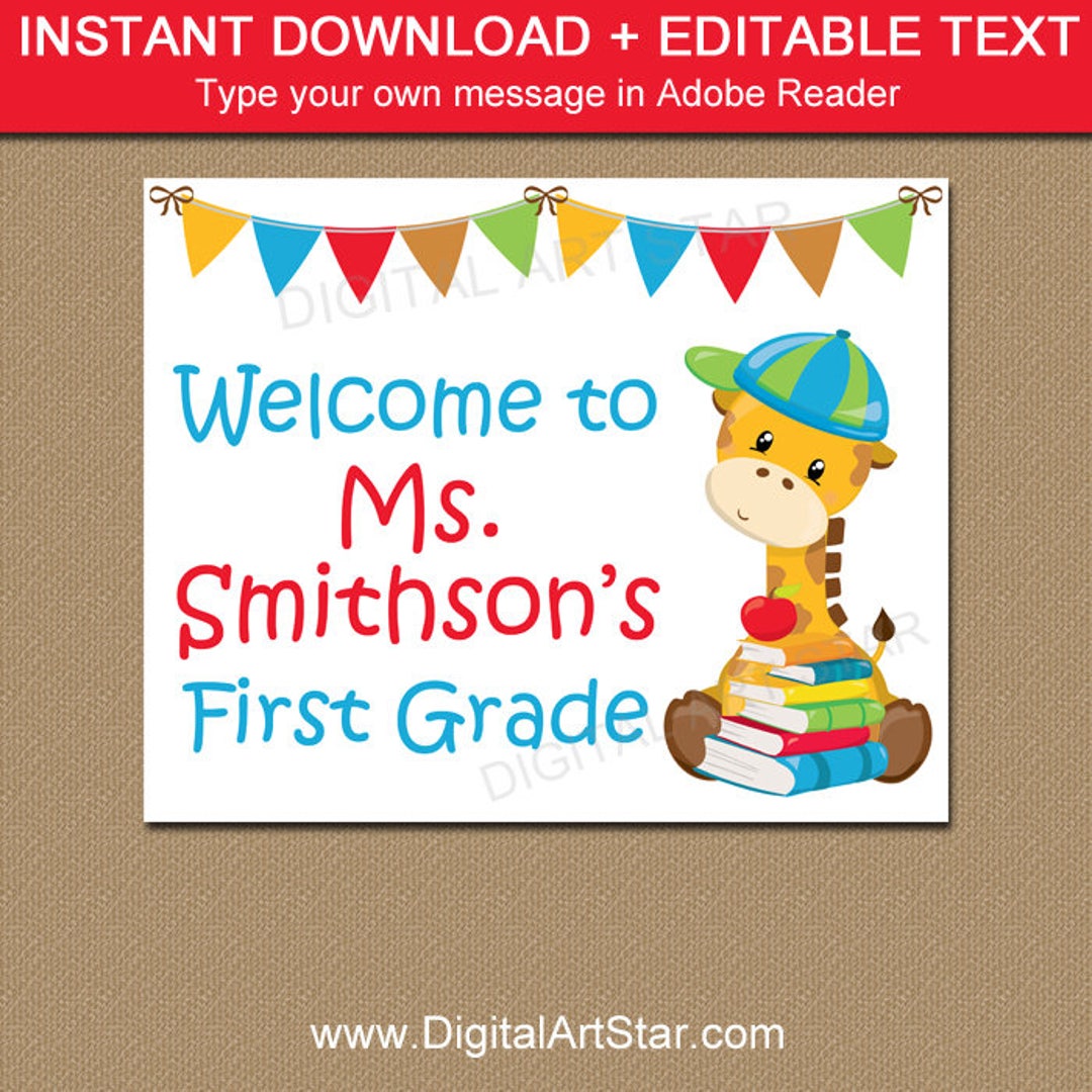 Editable First Day of School Sign, Teacher Sign Personalized for Door ...