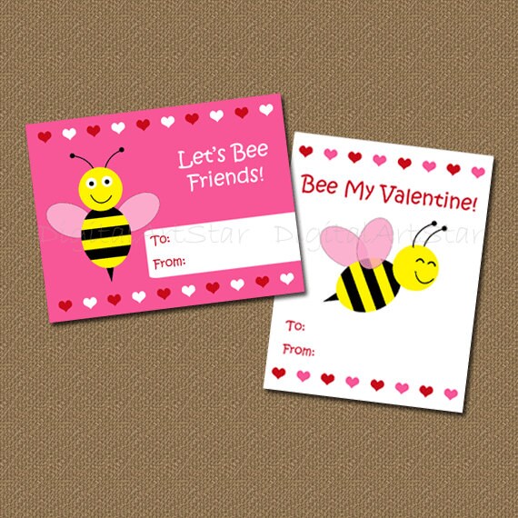 Printable Valentine's Day Cards for Kids - DIY Bumble Bee Cards - Bee ...