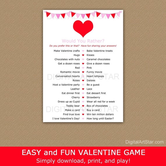 Valentine Would You Rather, This or That Valentine, Valentines Day ...
