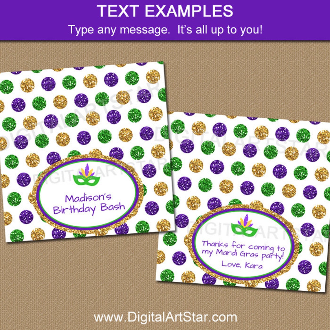 Mardi Gras Bag Toppers Mardi Gras Party Favors Printable - Etsy