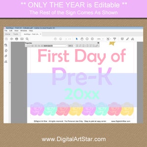 First Day of Pre-k Sign Girl, Unicorn Pre K Sign Template, Printable ...