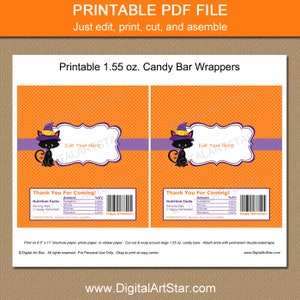 Halloween Candy Bar Wrappers, Kids Halloween Party Favors, Chocolate ...
