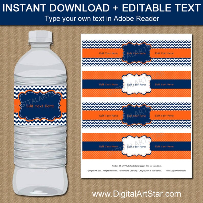 Editable Water Bottle Labels Instant Download Birthday Water - Etsy