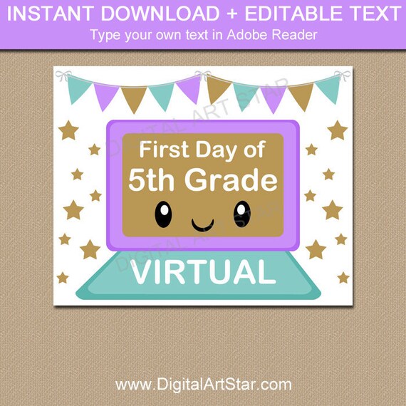 First Day of School Sign First Day of 5th Grade Sign First Day of ...