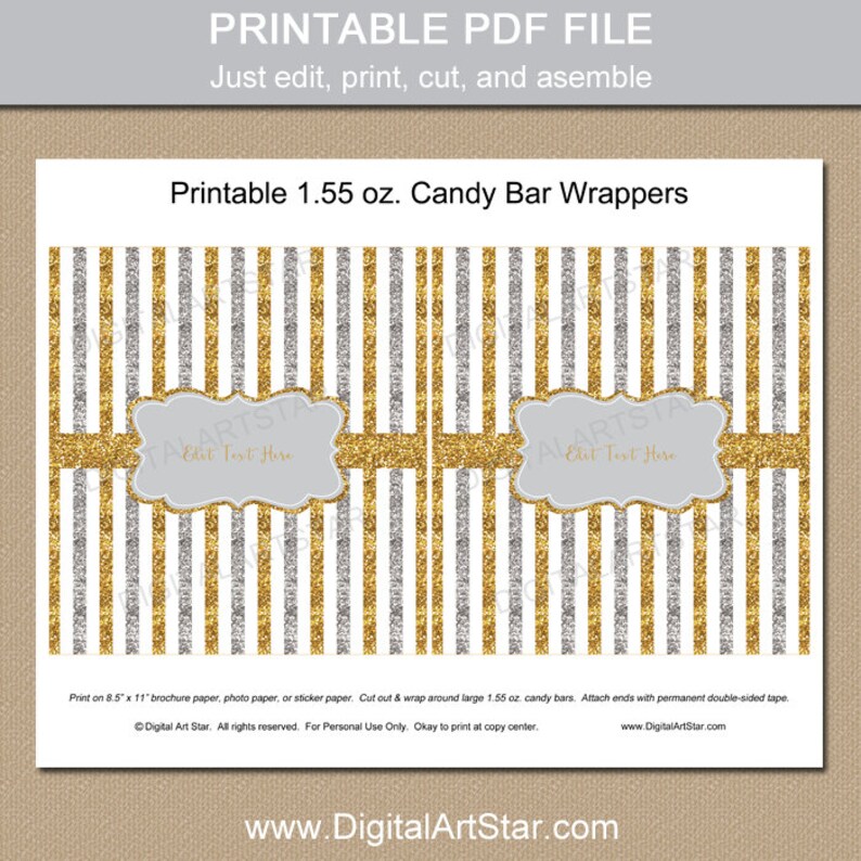 Editable Candy Bar Wrapper Chocolate Wrapper Printable 40th - Etsy