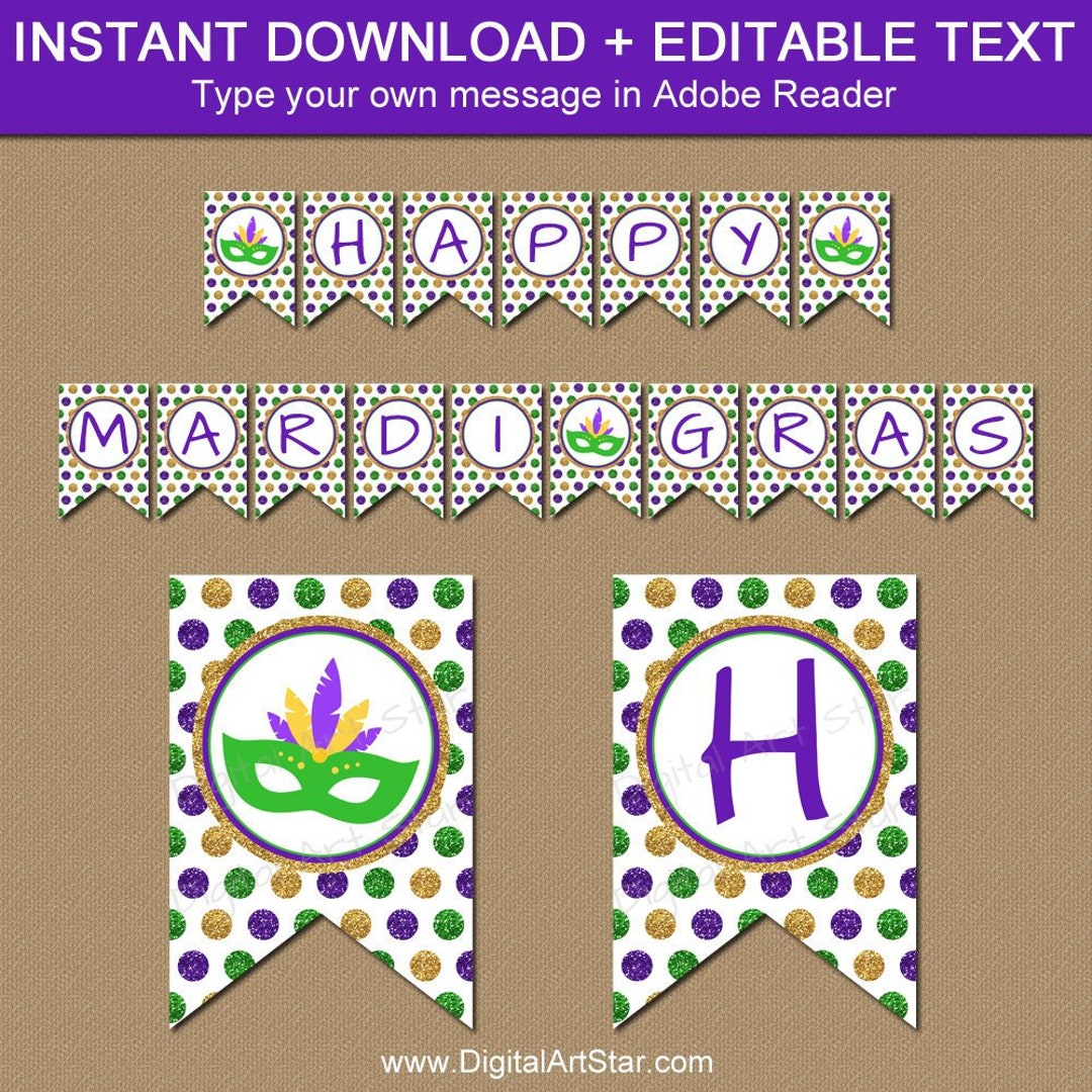 Mardi Gras Decorations, Mardi Gras Banner, Mardi Gras Birthday Banner ...