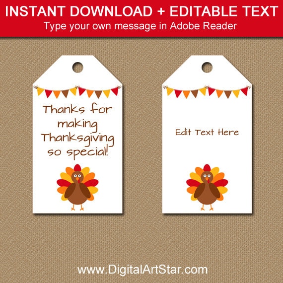 Printable Thanksgiving Tags, Thankful Tags, Thanksgiving Thank You Tag ...
