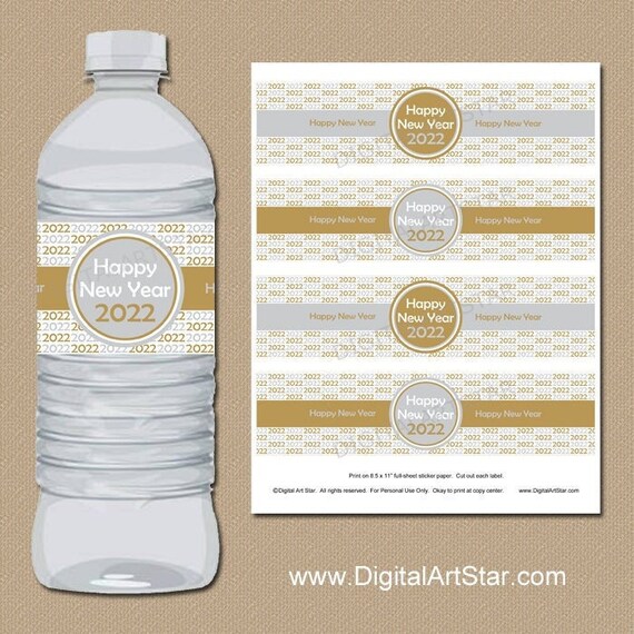 New Years Eve 2022 Printable Water Bottle Labels - Happy New Year ...