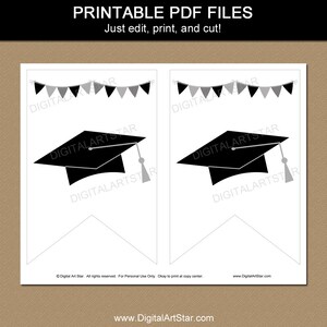Printable Graduation Banner Template, Black and White Graduation Party ...