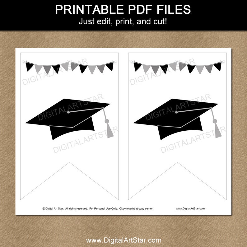 Printable Graduation Banner Template Black and White - Etsy