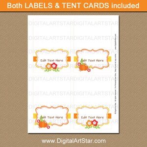 Thanksgiving Place Cards Printable Fall Wedding Place Cards, Autumn ...