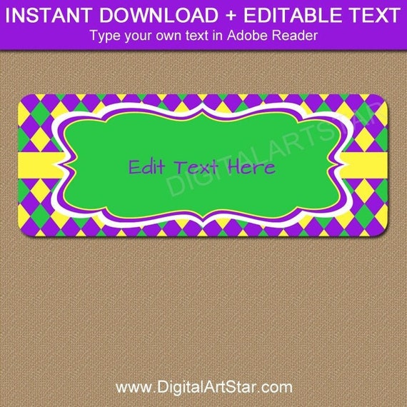 Mardi Gras Labels, Printable Return Address Labels, Mardi Gras Address ...