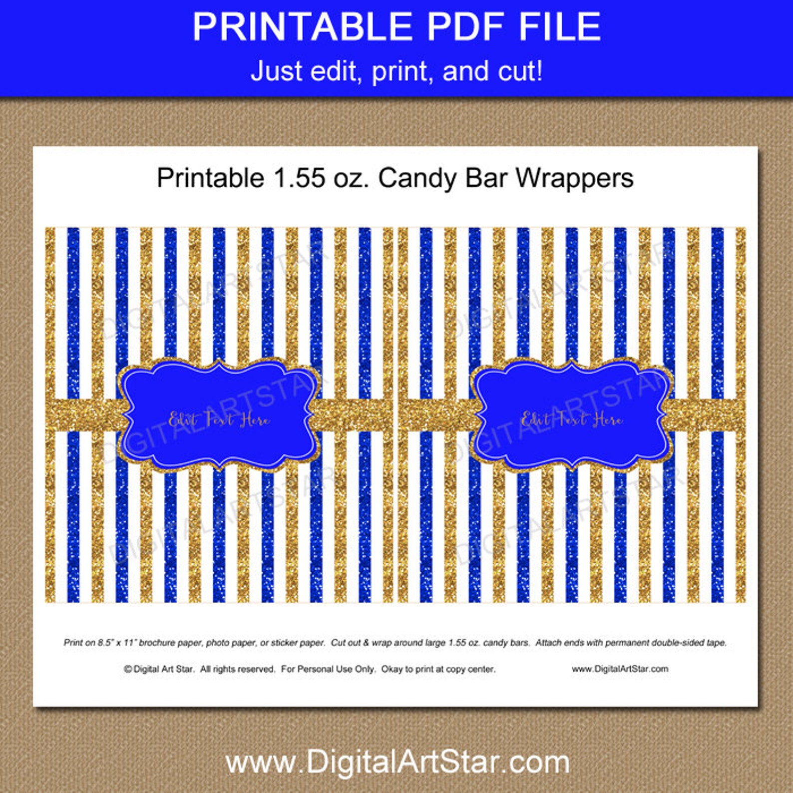 Royal Blue and Gold Candy Bar Wrappers Blue and Gold Baby - Etsy