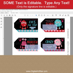 Printable Valentine Tags for Kids, Monster Valentines Day Gift Tags to ...