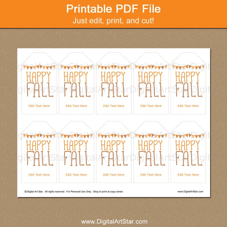 Happy Fall Printable Tags Happy Fall Gift Tag Template - Etsy