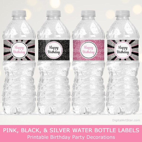 Girl Birthday Water Bottle Labels Printable, Happy Birthday Decorations ...