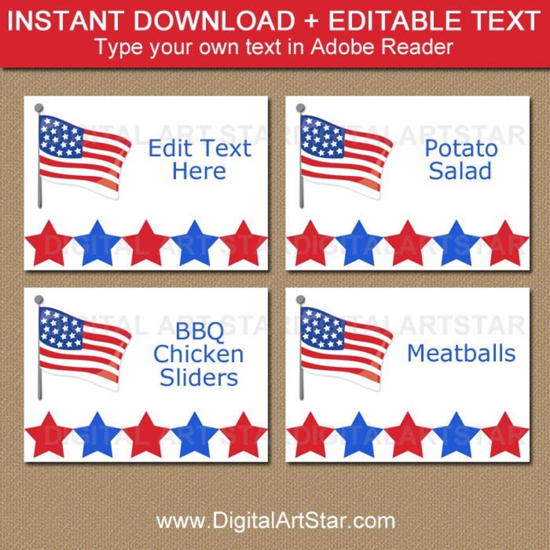 4th of July Label Digital Download 4th of July Food Labels | Etsy