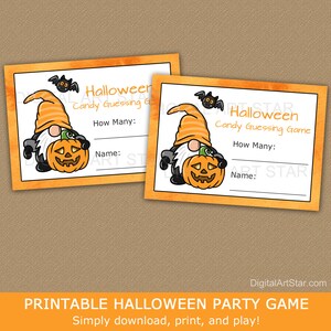 Gnome Halloween Candy Guessing Game Printables, Guess How Many Candies ...