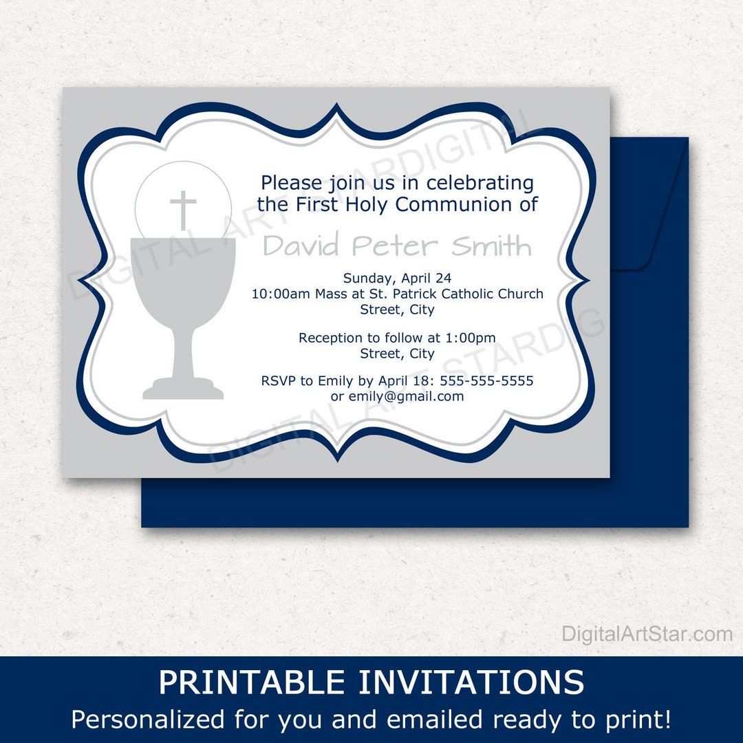 Boy First Communion Invitation PRINTABLE, First Communion Invitation ...