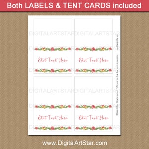 Holiday Place Cards Christmas Food Labels Editable Christmas Labels ...