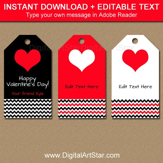 Valentine Gift Tag Printable Editable Valentines Day Tags | Etsy