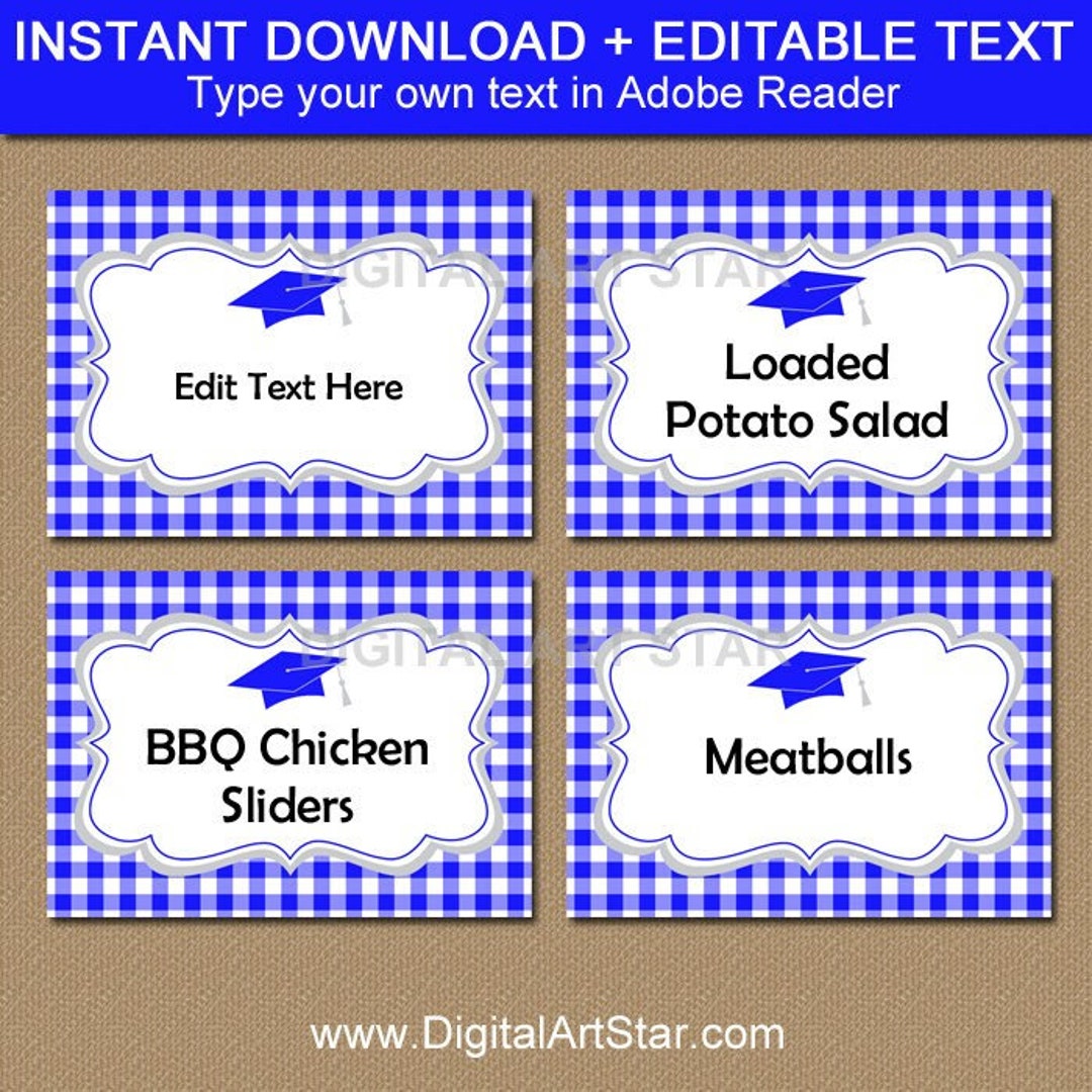 Graduation Food Label Template, Editable Candy Buffet Label Template ...