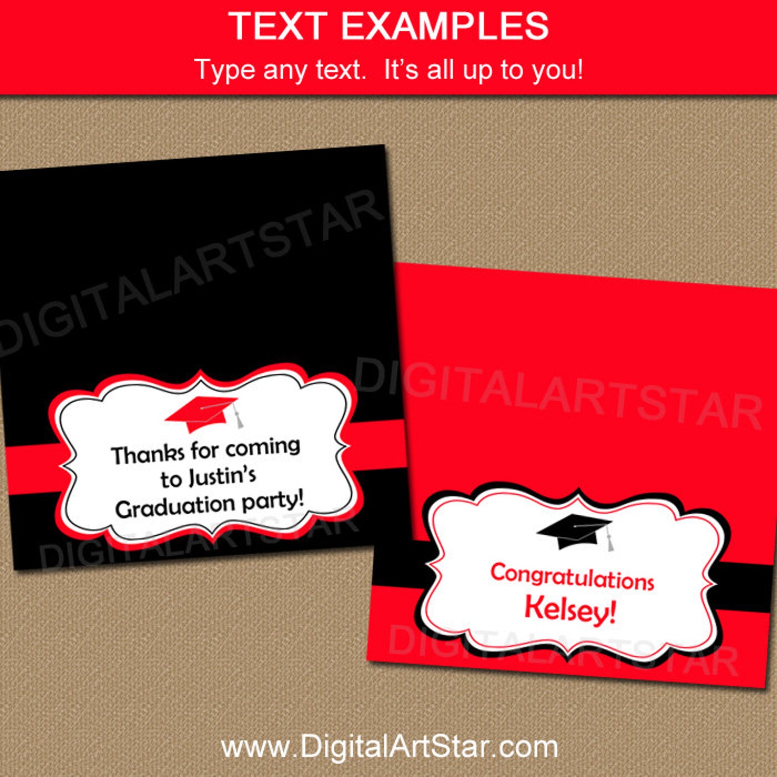 Red Black White Graduation Treat Bag Toppers Goodie Bag | Etsy