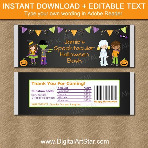 Halloween Candy Bar Wrapper Download, Printable Halloween Candy Bar ...