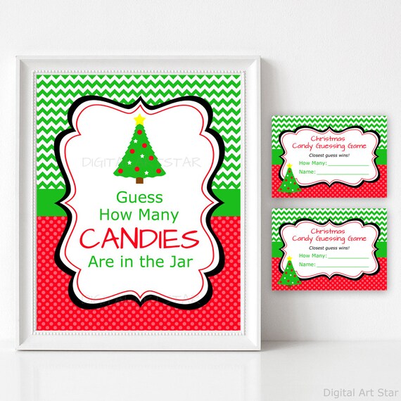 Printable Christmas Game Holiday Candy Guessing Game Guess How Many Candies Are In The Jar 