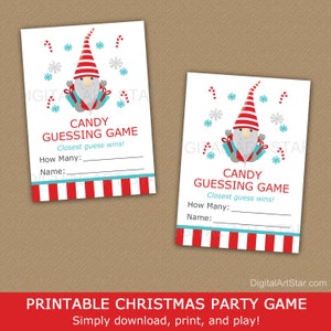 Guess How Many Candies Christmas Party Game Printable Red and White ...