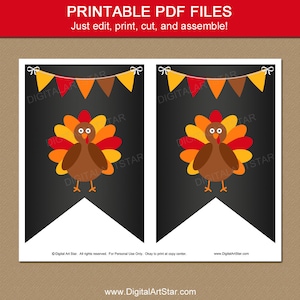 Thanksgiving Chalkboard Banner Template, Thanksgiving Party Decorations ...