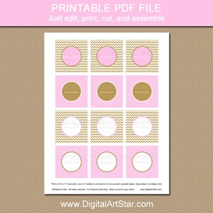 Chevron Baby Shower Cupcake Toppers Instant Download & EDITABLE Modern ...