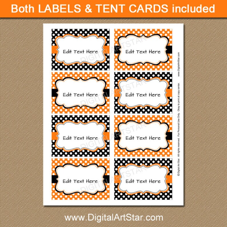 EDITABLE Halloween Buffet Card Printable Labels Halloween - Etsy