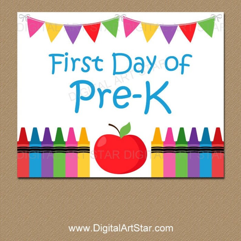 First Day of Prek Sign Instant Download First Day of Pre-k | Etsy