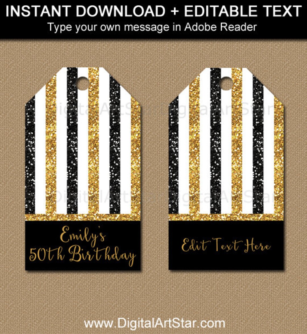 50th Anniversary Tags, 50th Hang Tags, 50th Birthday Thank You Tags ...