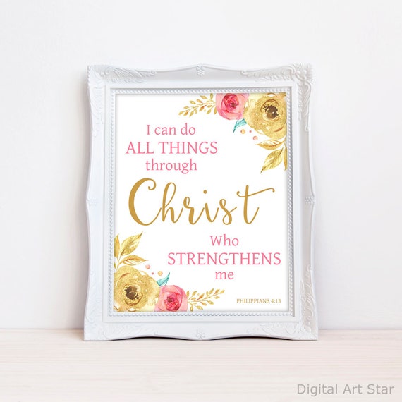 Pink and Gold Wall Art Printable, Scripture Quotes Wall Art ...