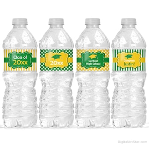 Water Bottle Labels Graduation Green and Yellow Graduation - Etsy